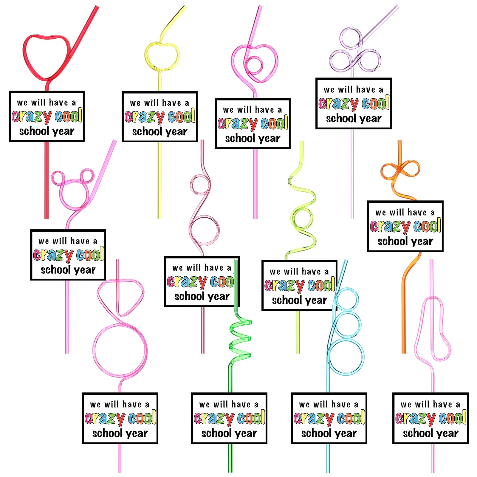 Amazon.com: Newtay 36 Sets Back to School Crazy Straws Plastic Silly ...