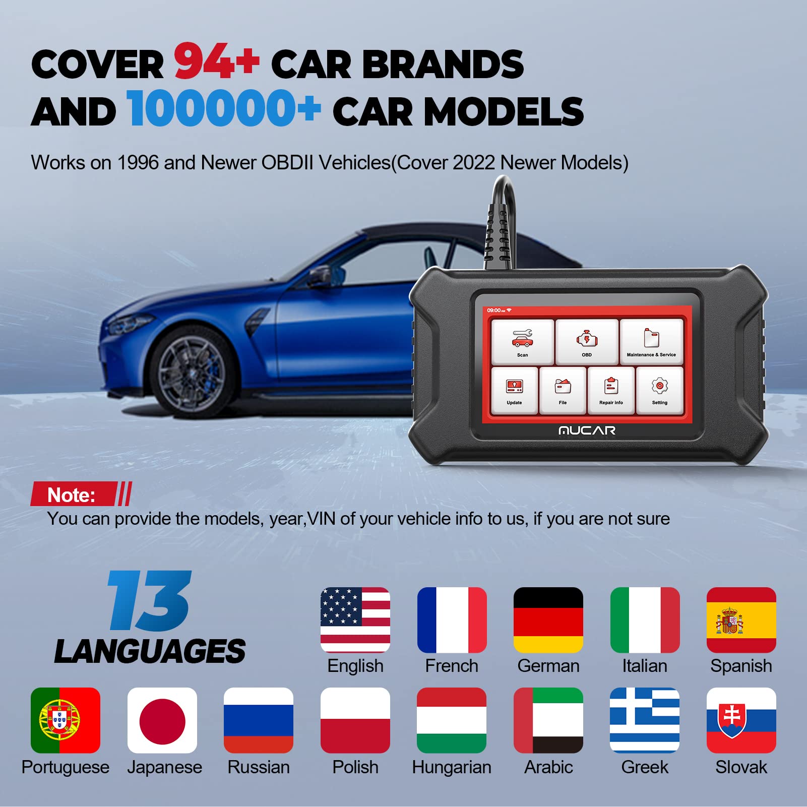 Buy mucar CS90 Car Diagnostic Tool, ECM + 28 Lifetime Free Reset, Check Engine System Oil/BRAKE ...