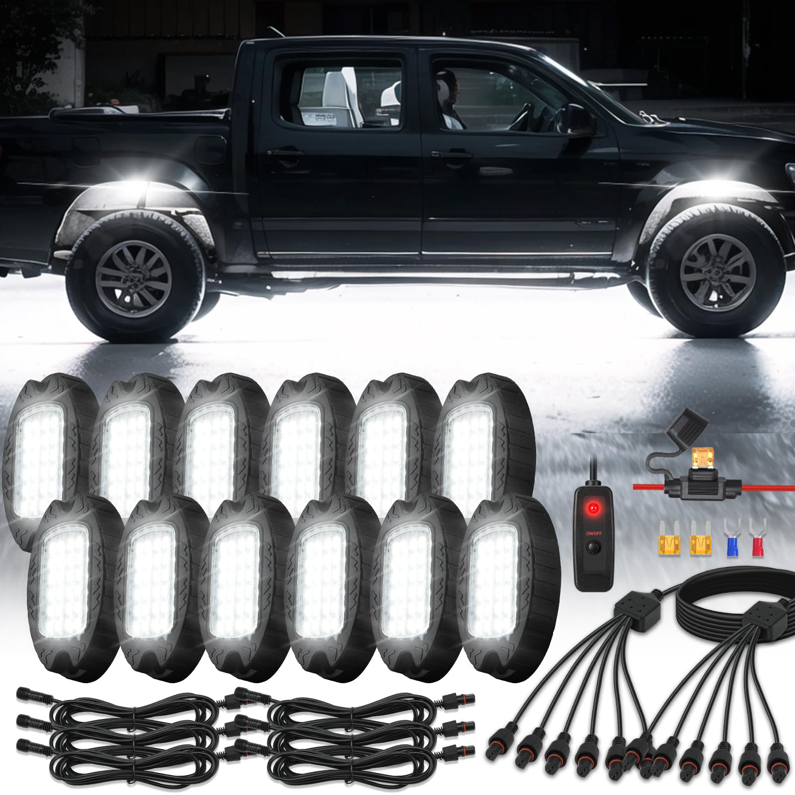 Underglow Led Lights For Cars MICTUNING Pure White LED Rock Light ...