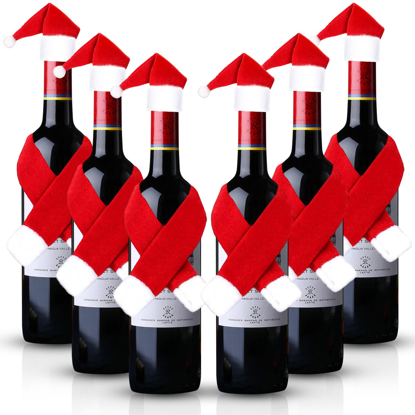 Pack of 12 Mini Christmas Hat and Scarf Set, Santa Hat Small Christmas ...