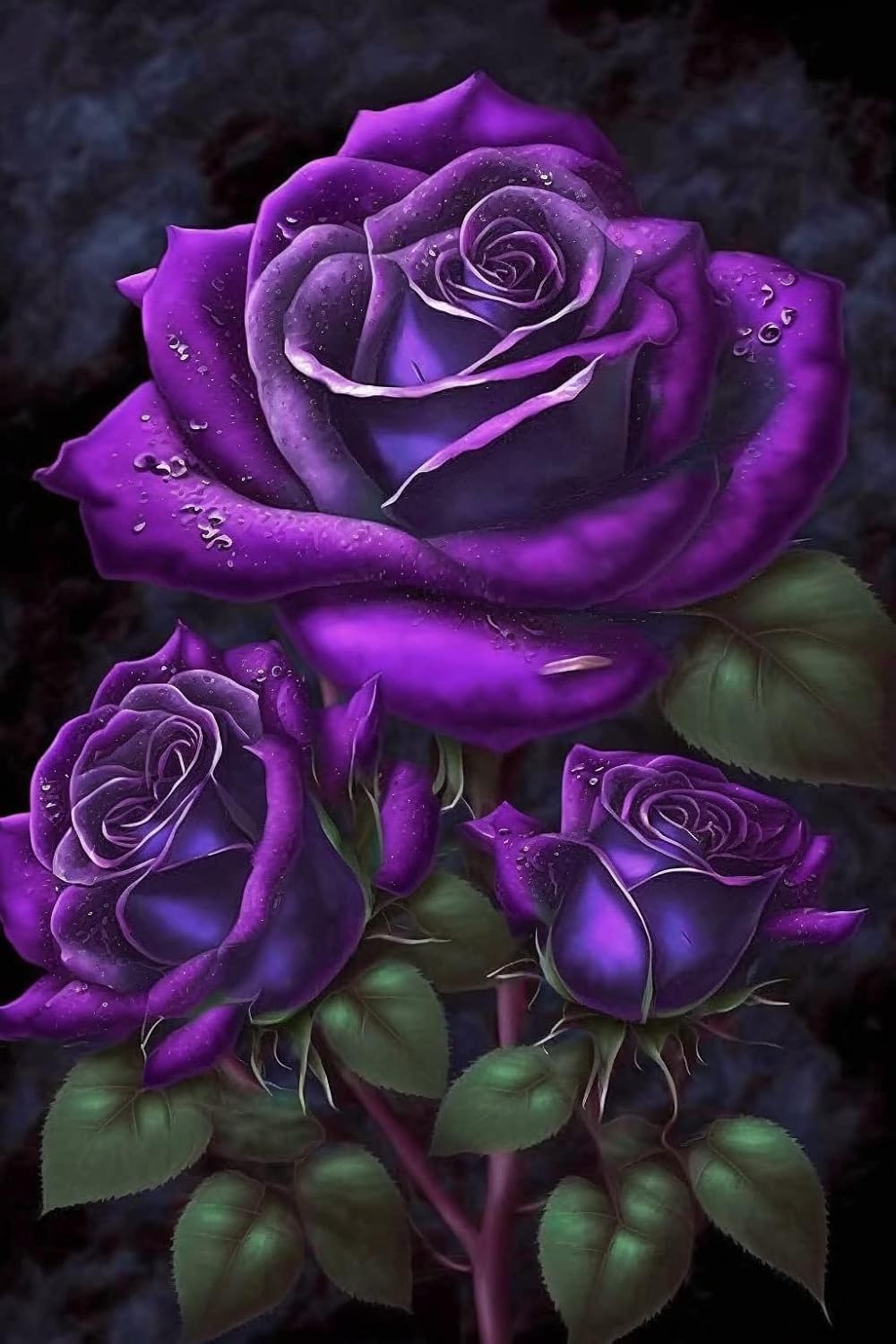 Amazon.com: STOJAN Dark Purple Rose Diamond Painting Kits, Diamond ...
