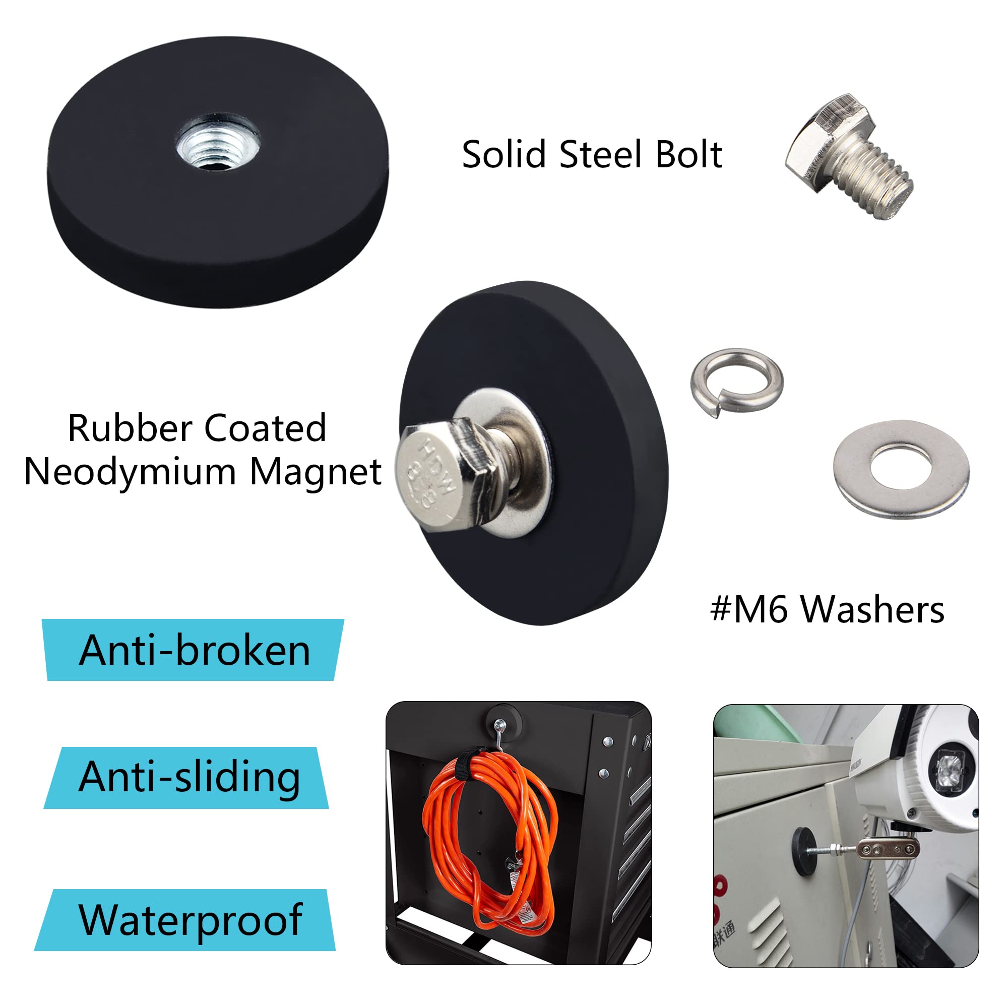 Snapklik.com : Neodymium Rubber Coated Base Heavy Duty,4Pack Powerful ...