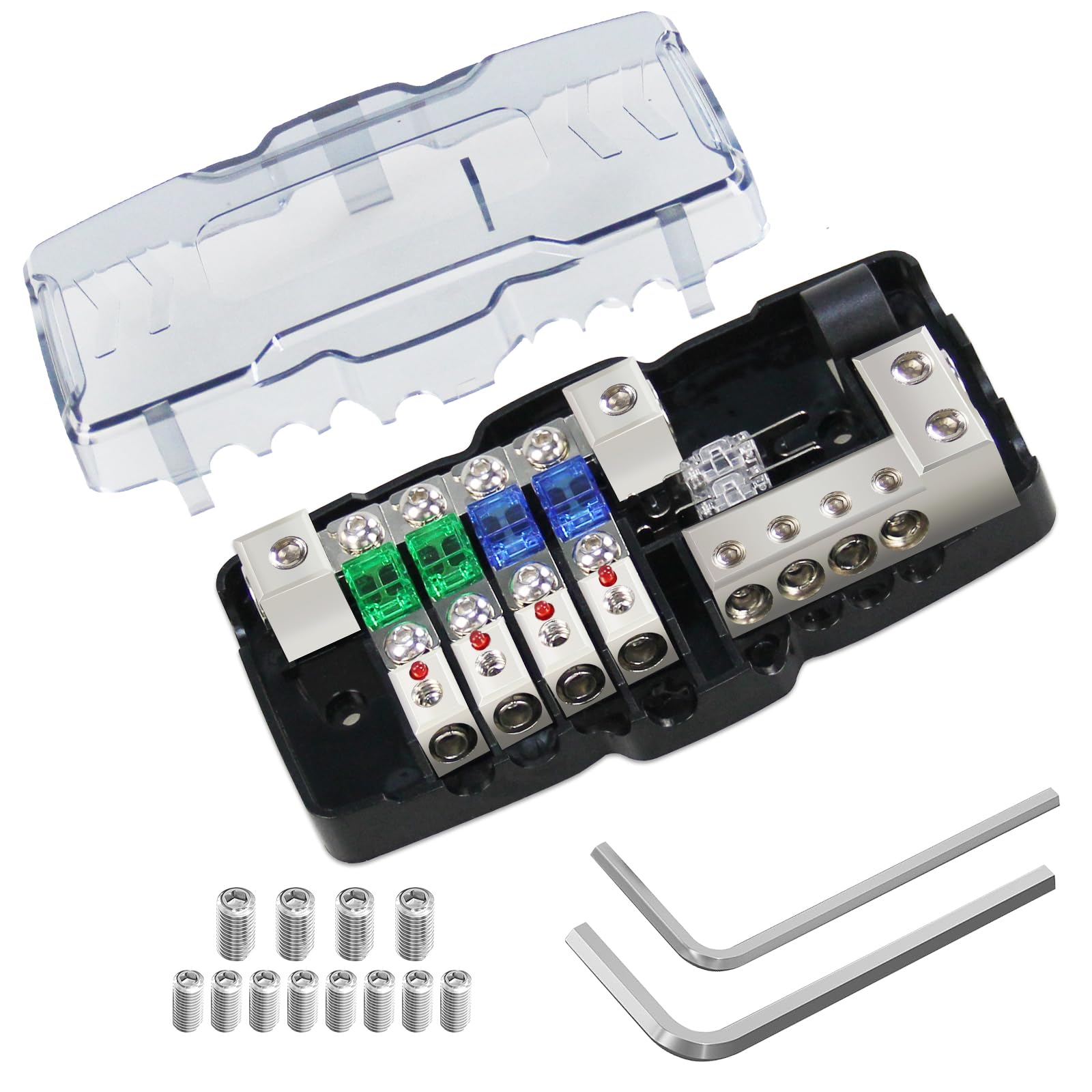 Amazon.com: BRIGHTFUN Fused Power Distribution Block Car Audio 4 Way ...