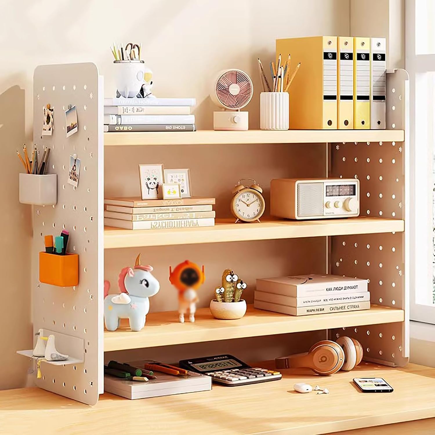 Amazon.com: SUZEPER Wood Desktop Bookshelf for Computer Desk,Desktop ...