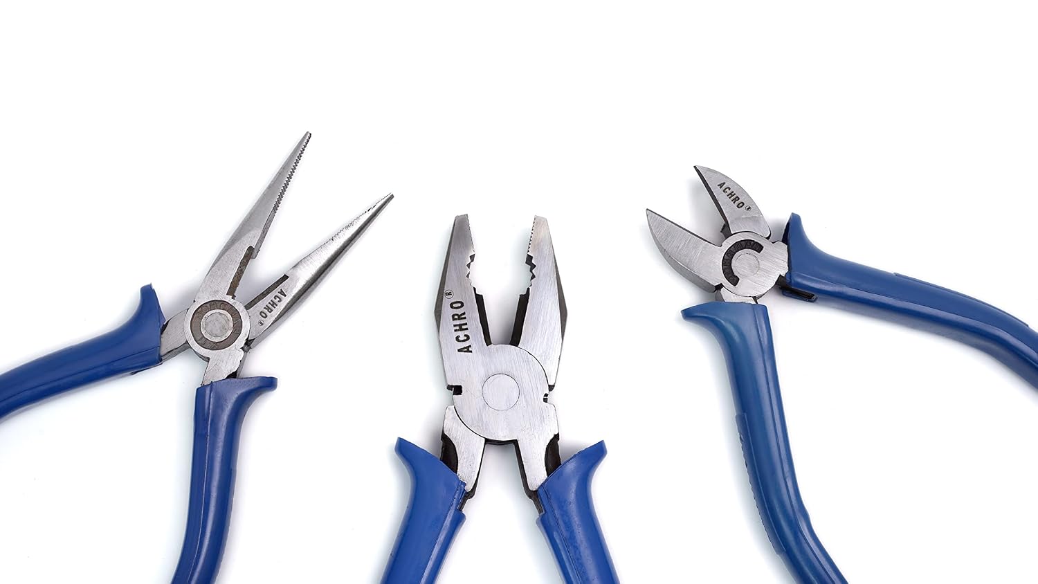 ACHRO Complete Plier Set, 8 Inch Combination Plier, 6 Inch Long Nose, 6 ...
