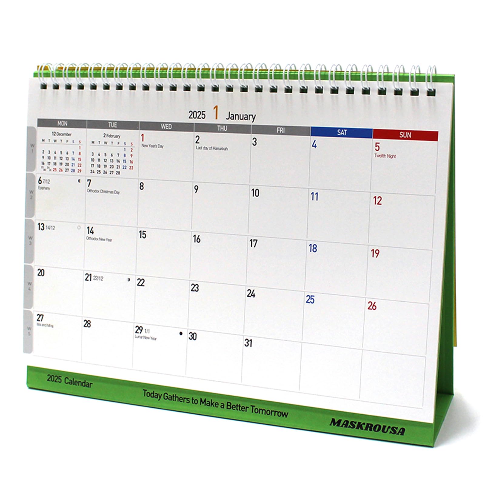 MASKROUSA 2025-2026 UK Desktop Calendar-24Months Planner, Standing Flip ...