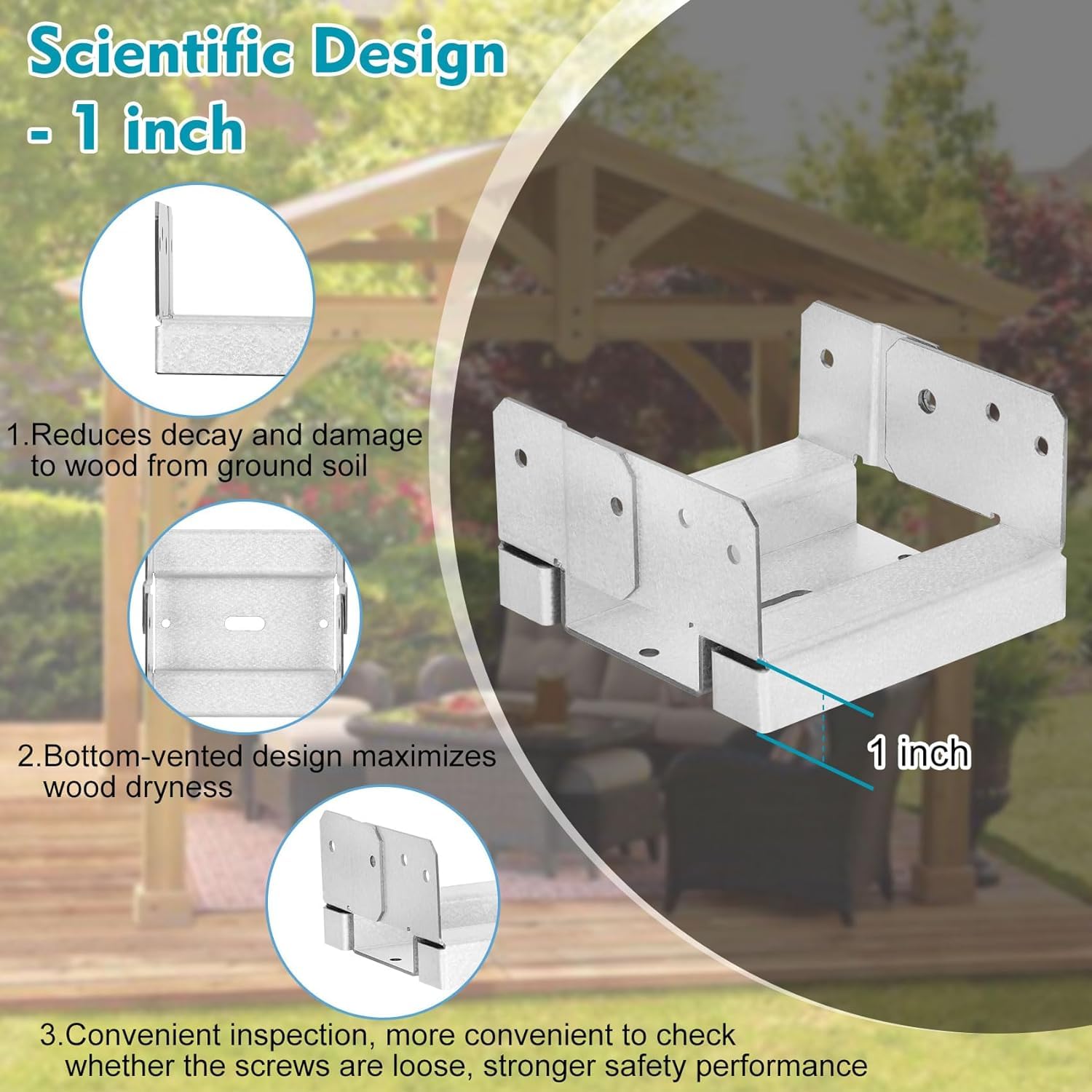 Snapklik.com : 1 PCS 6x6 Post Base For Concrete, Adjustable Aluminum ...