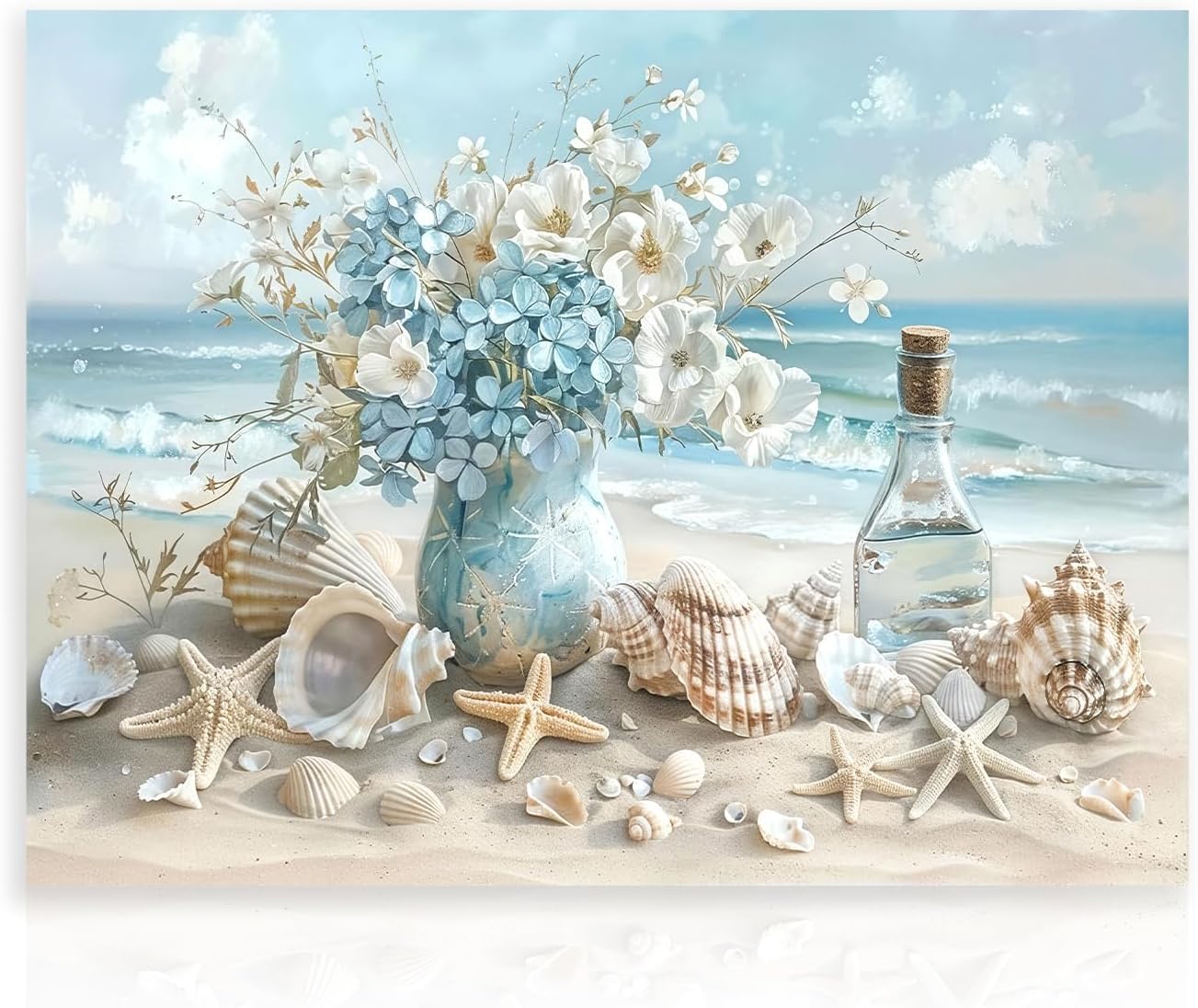 Amazon.com: Dazzlewall Ocean Beach Canvas Wall Art, Seascape Seashells ...
