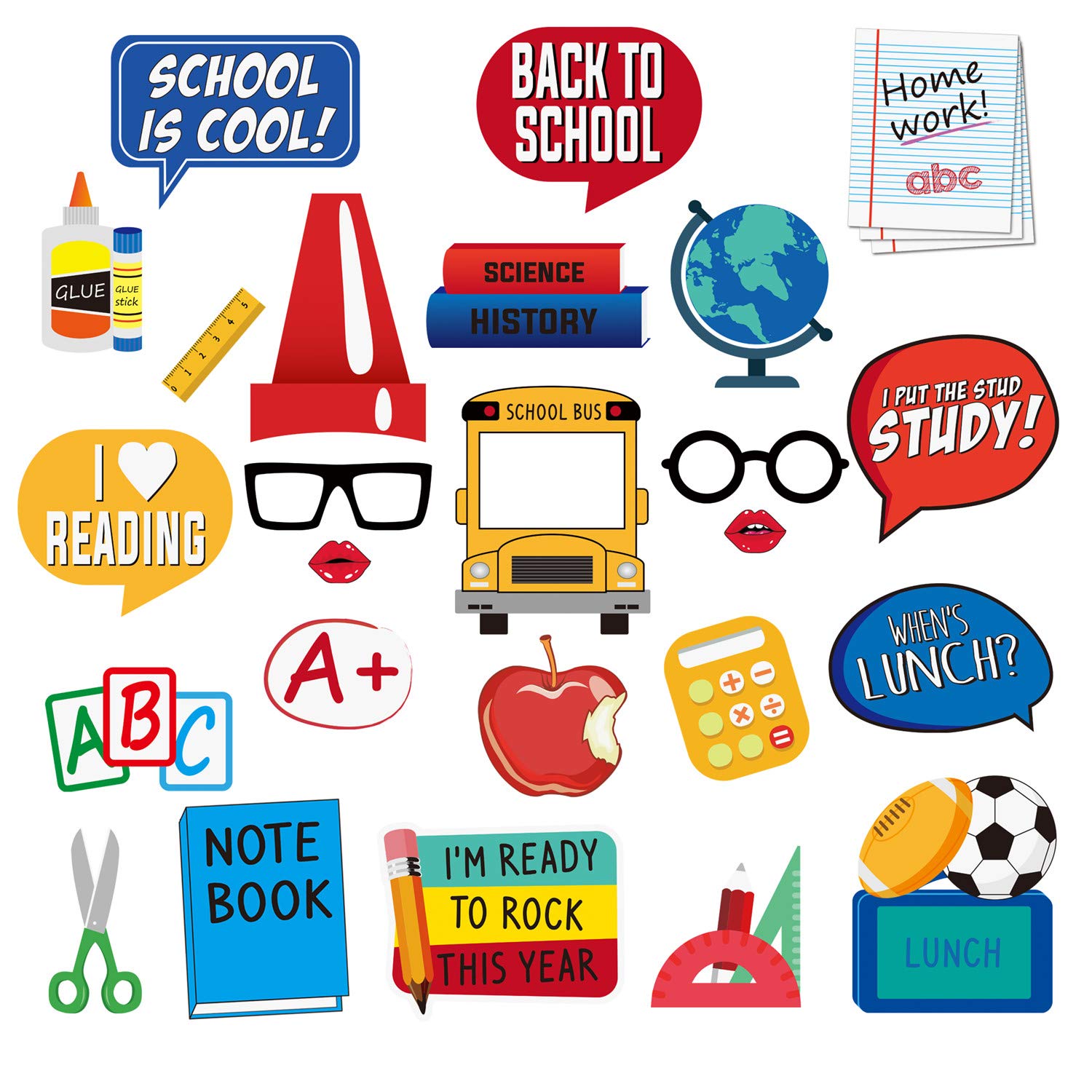 Back To School Photo Booth Props - 25Pcs Party Decoration for First Day ...