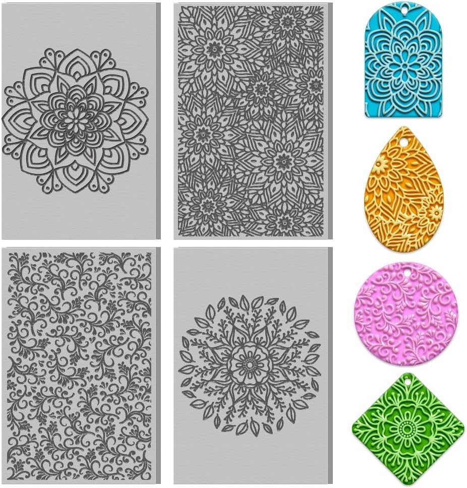 Amazon.com: CHGCRAFT Flower Pile Polymer Clay Texture Sheets Flowers ...