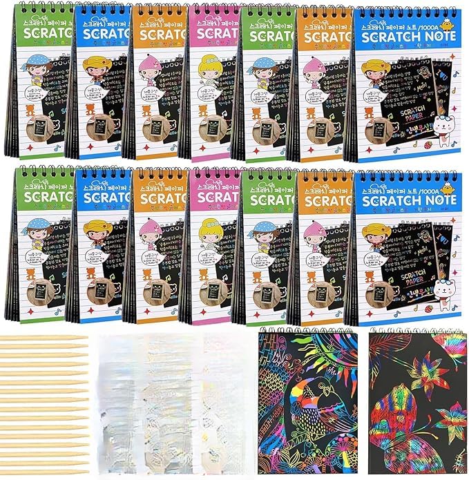 Evissa Scratch Note Colorful Magic Art Craft Kit (Multicolour)|Birthday ...