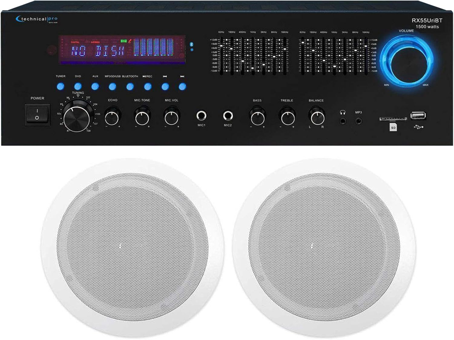 Amazon.com: Technical Pro RX55URIBT Home Theater Bluetooth Receiver+2 6 ...