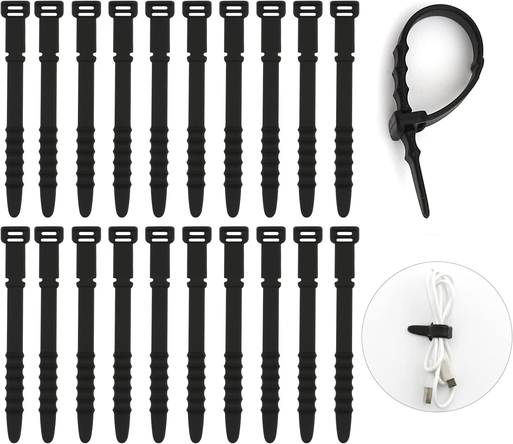Amazon.com: Silicone Zip Ties, Reusable Cable Ties, Cable Organizer ...