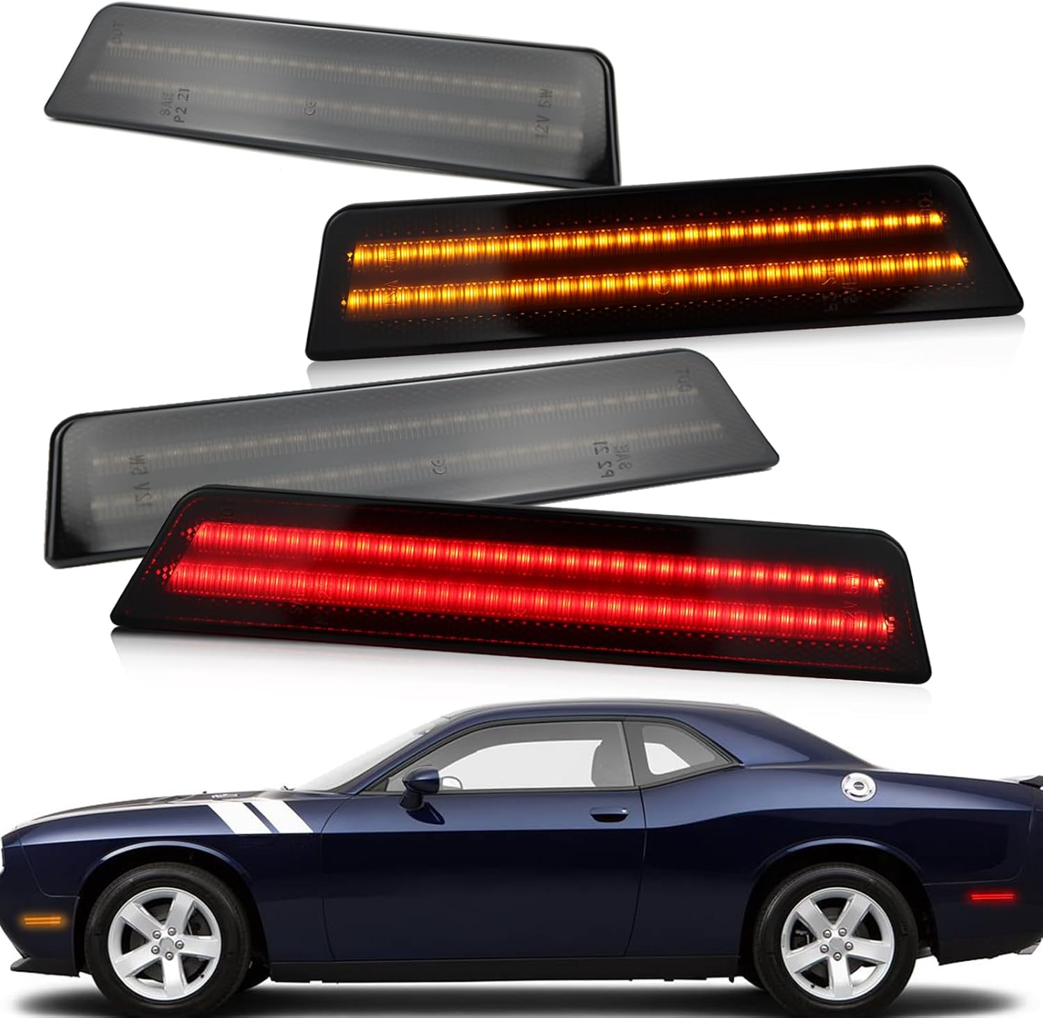 Amazon.com: KEEGTBOX Smoked Lens LED Side Marker Lights Kit Front ...