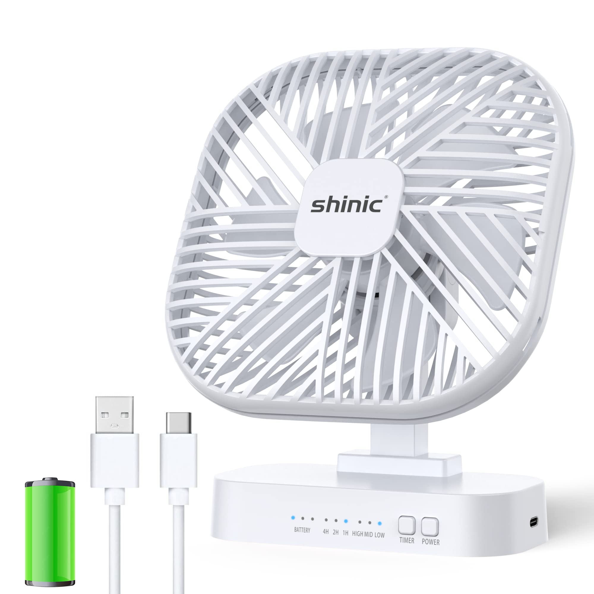 Snapklik.com : Shinic 5 Inch Rechargeable Desk Fan Battery Operated ...