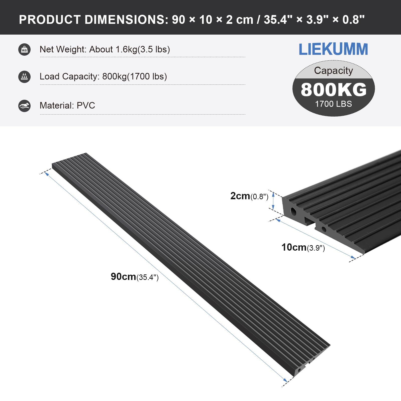 LIEKUMM 2cm Rise Threshold Ramp, Cuttable PVC Wheelchair Ramp for ...