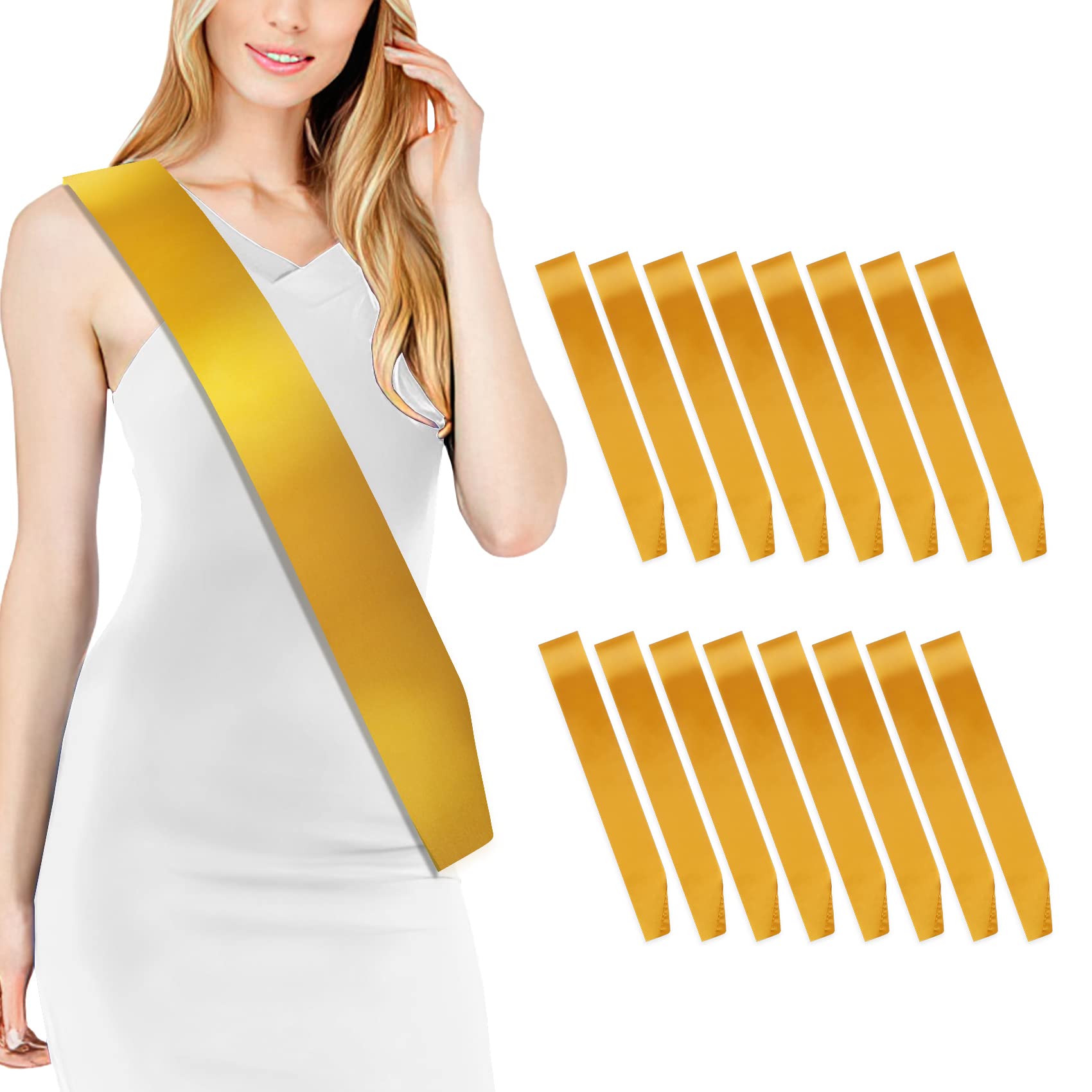 Amazon.com: 16 Pcs Sash Blank Satin Sash Dark Yellow Sash Party, Bride ...