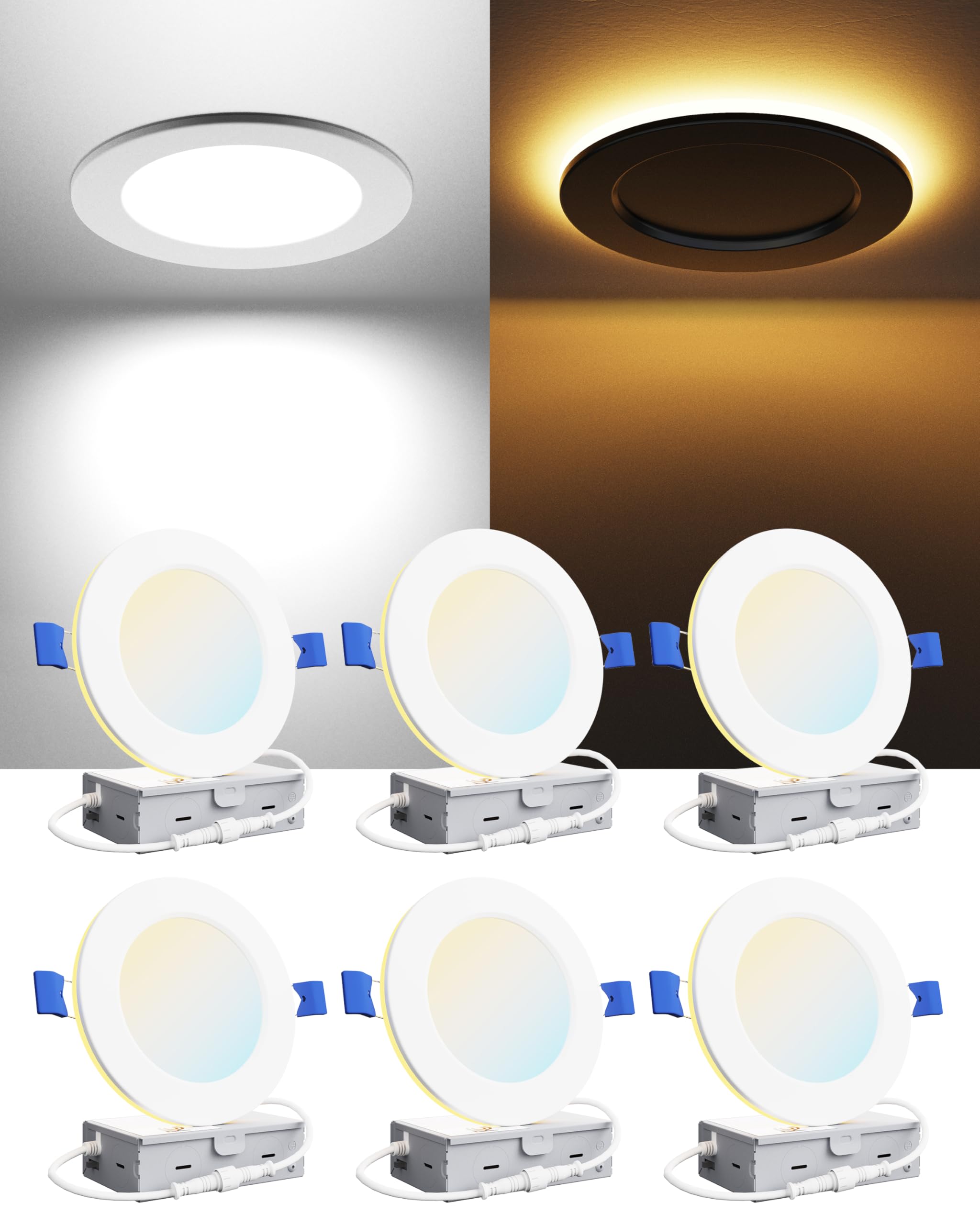 Snapklik.com : Ensenior 6 Pack 4 Inch LED Recessed Ceiling Light
