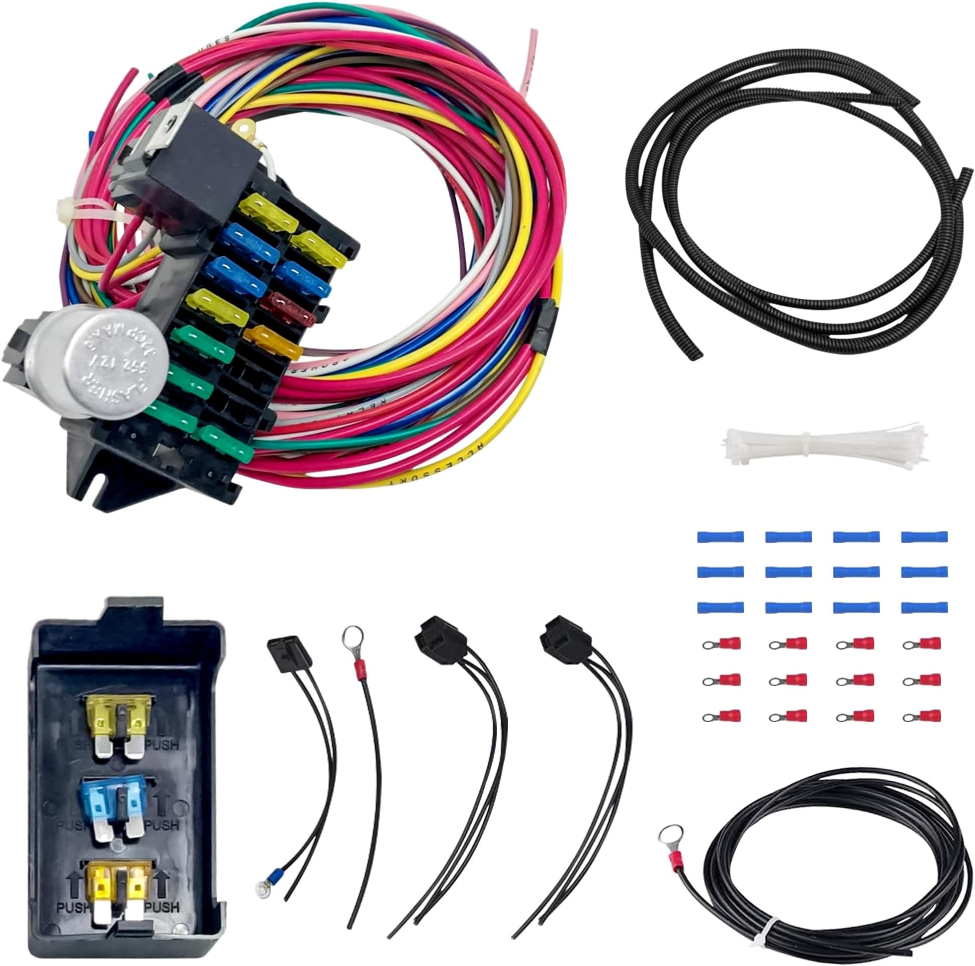 Amazon.com: Universal 12 Circuit Wiring Wires Harness Fit for Muscle ...