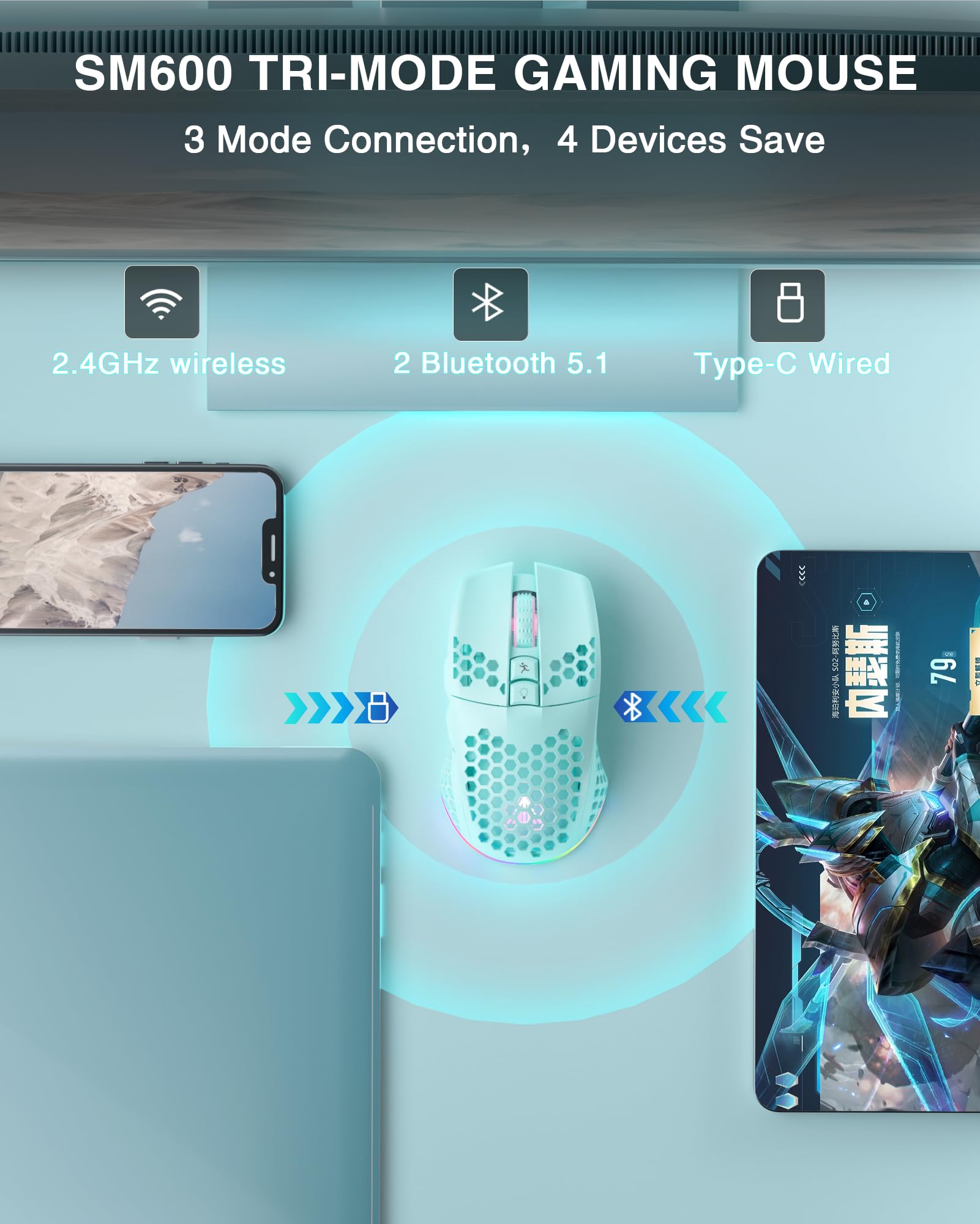 Snapklik.com : SOLAKAKA SM600 Plus Wireless Gaming Mouse