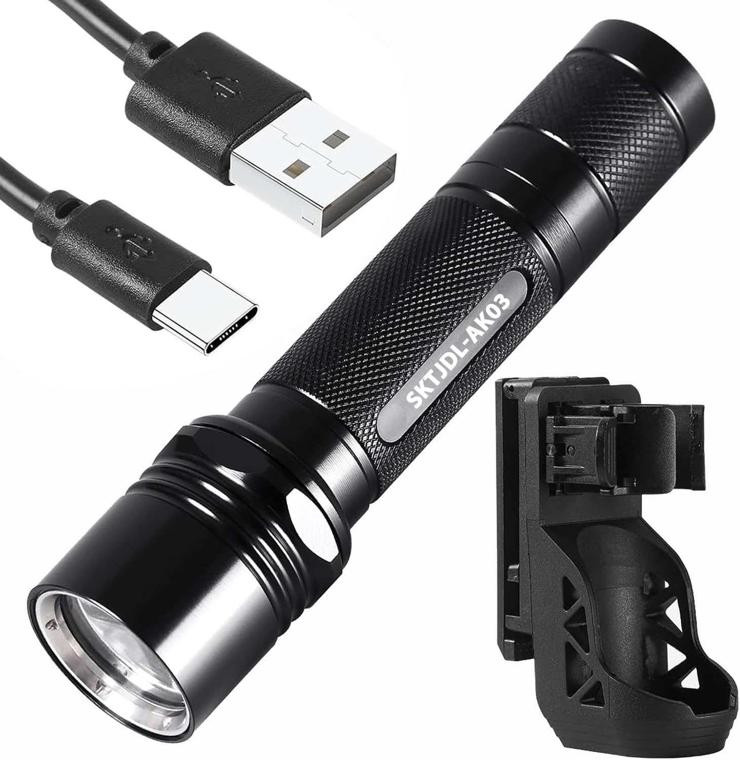Amazon.com: SKTJDL Police Flashlight with Holster for Duty Belt ...