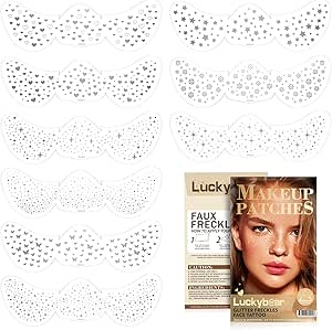 Amazon.com : 9 Style Set Glitter Freckles Face Tattoo Silver Face Glitter Makeup Patches ...