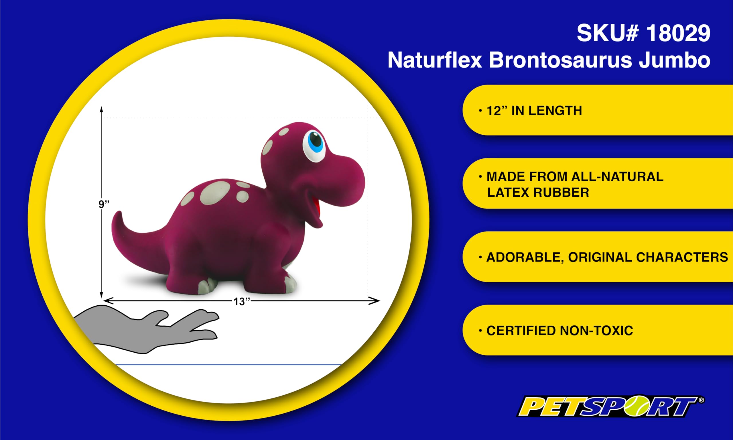 Snapklik.com : PetSport Naturflex Jumbo Brontosaurus Latex Dog Chew Toy ...