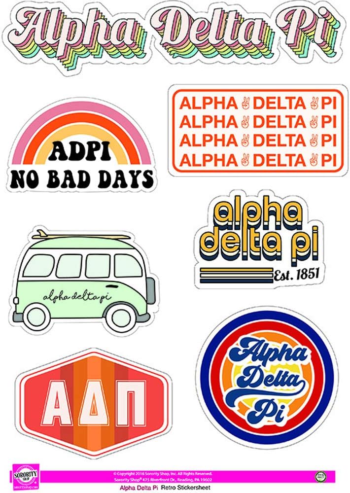 Amazon.com: Alpha Omicron Pi - Sticker Sheet - Retro Theme