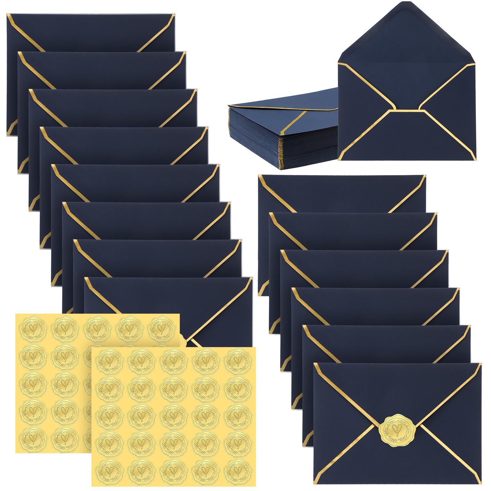 Amazon.com : 50 Pcs A7 Envelopes 5 x 7 Card Envelopes and 50 Pcs Gold ...