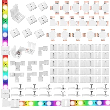 Mudder 95 Pieces 4 Pin LED Light Strip Connectors Set Including Screw ...