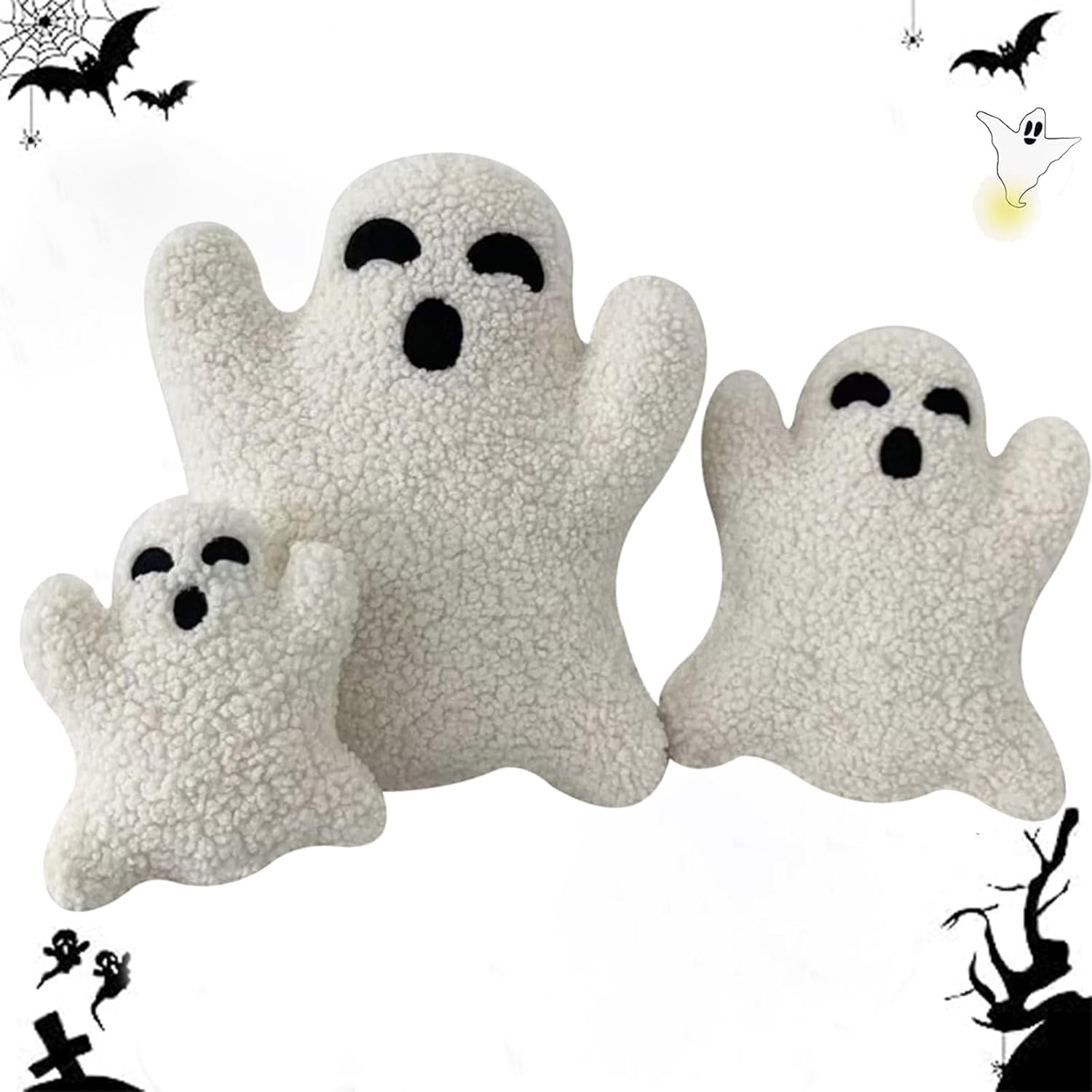 Amazon.com: Cute Ghost Pillow, Ghost Shaped Plush Pillow, Halloween ...