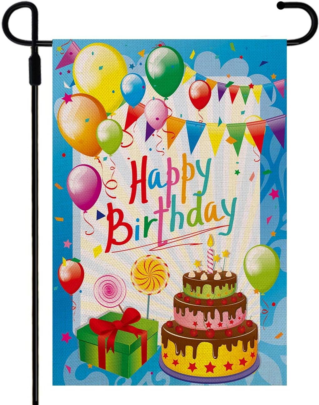 Amazon.com : Happy Birthday Flags for Outside, 12x18 Inch Burlap ...