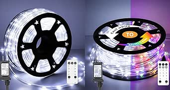 Amazon.com: Soiarllt 100Ft Cool White Rope Lights and 100Ft White ...
