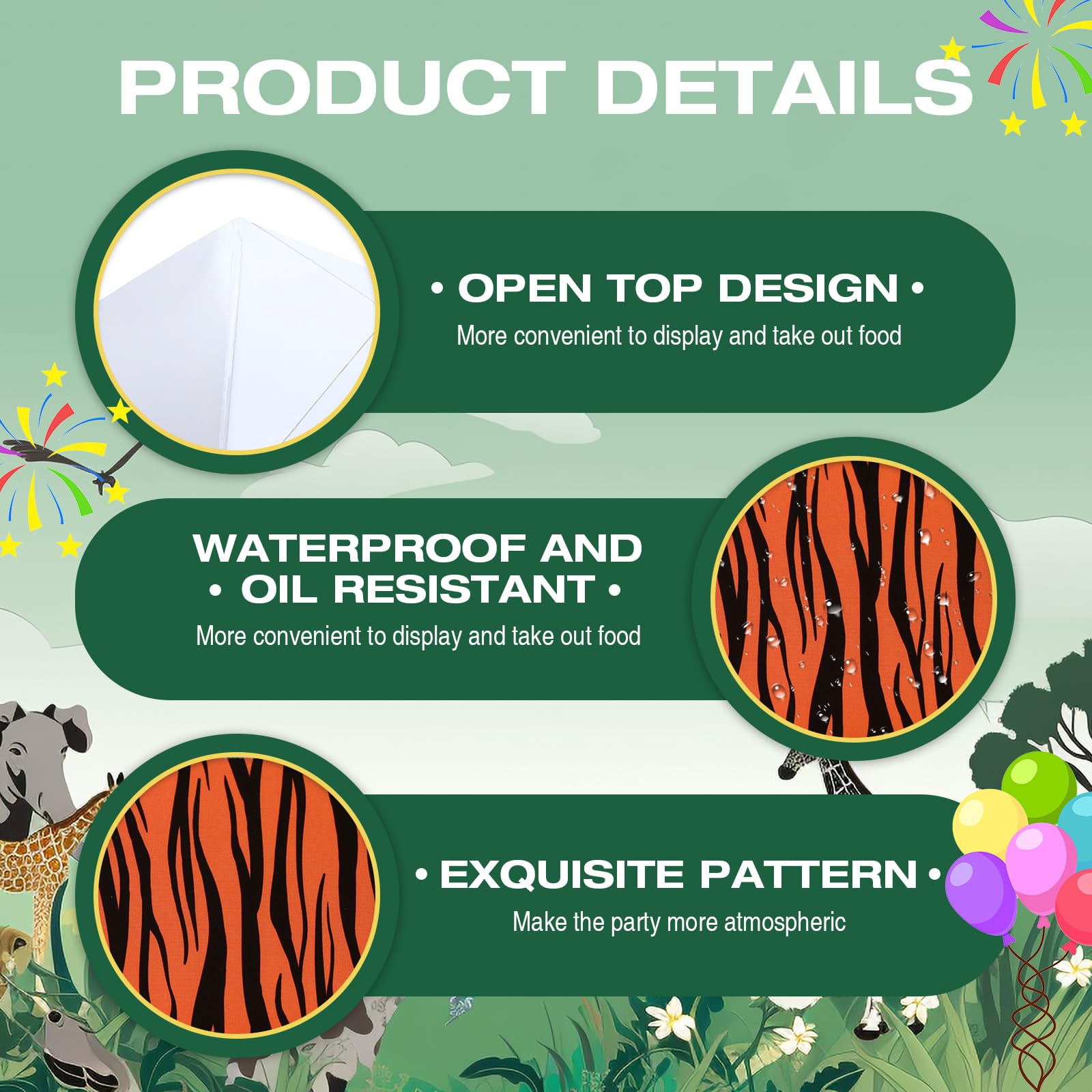 Snapklik.com : Engrowtic Jungle Animal Safari Paper Food Trays 2 Lb ...