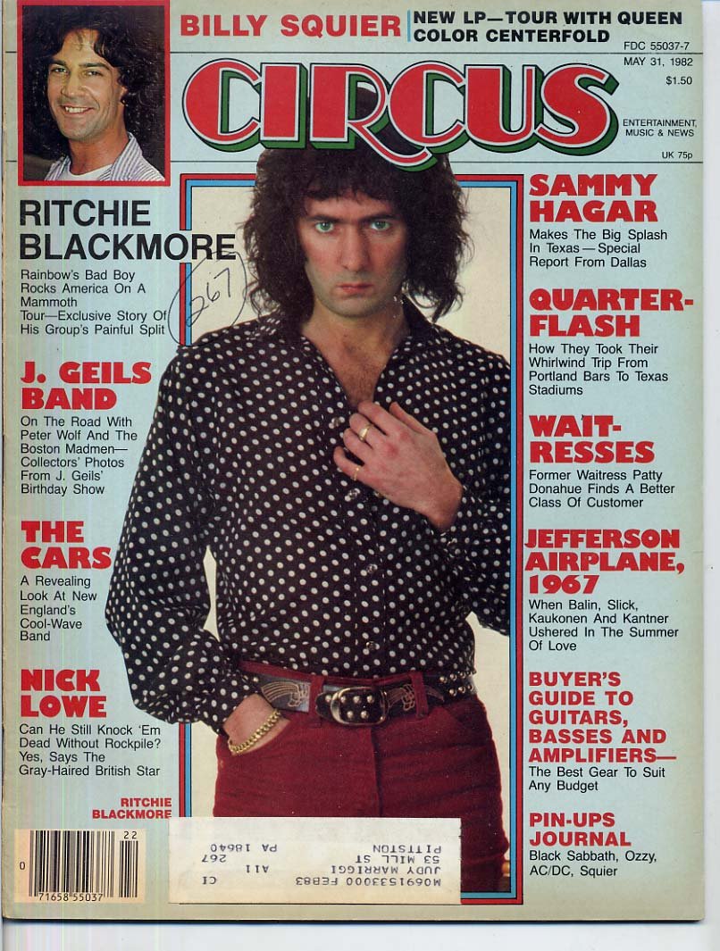 Circus Magazine RITCHIE BLACKMORE J. Geils BILLY SQUIER Sammy Hagar ...
