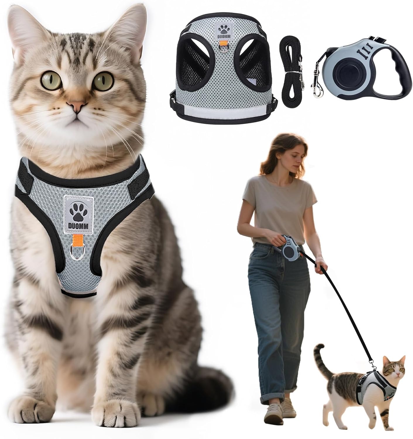 Aedcbaide Cat Harness with Lead, Escape Proof, 5 m / 16.4 Feet ...