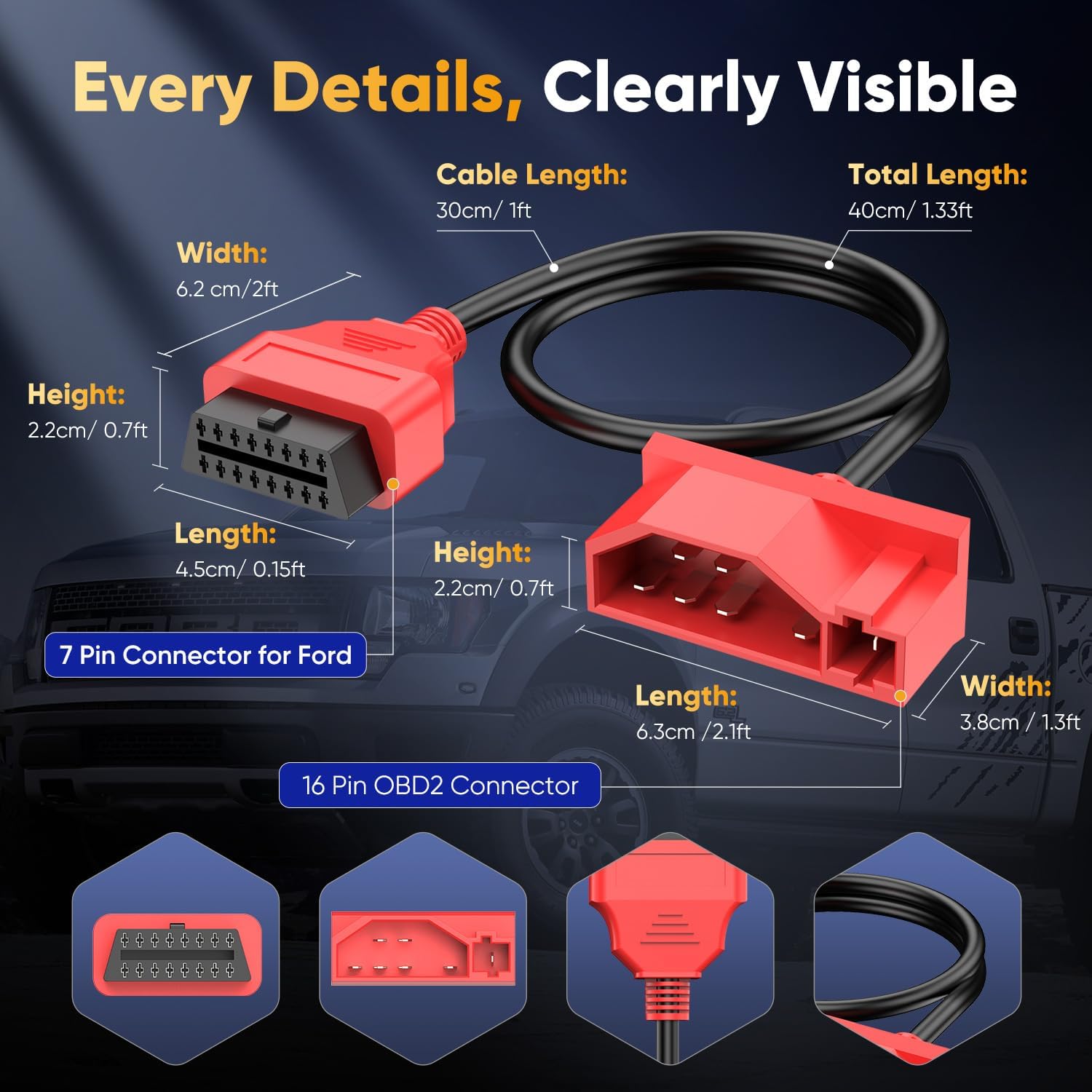 Autel 7 Pin OBD1 to OBD2 Adapter Cable for Ford, Philippines | Ubuy