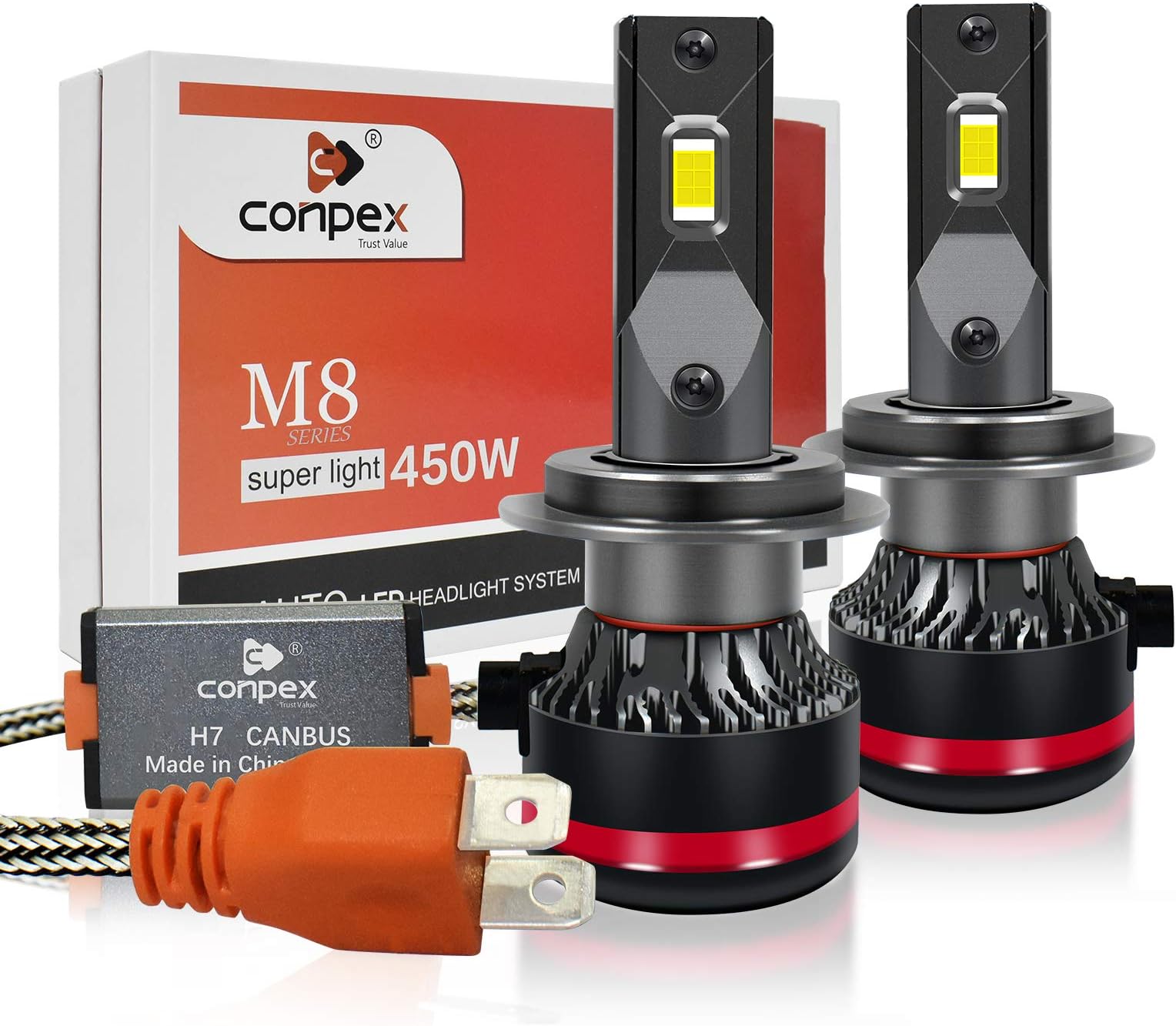 Conpex H7 LED Headlight Bulbs, 90W 12000 Lumens LED Headlights ...