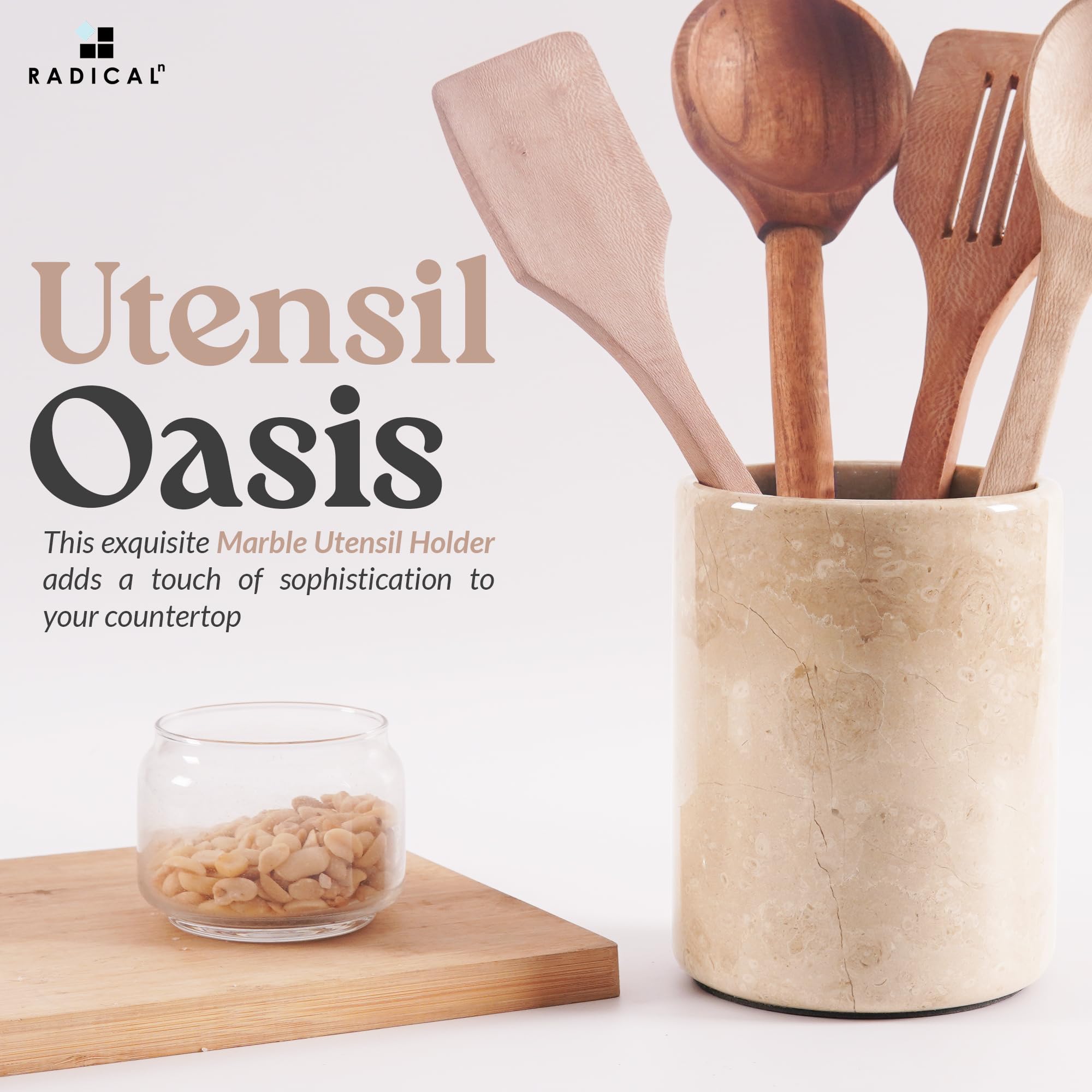 Snapklik.com : Marble Utensil Holder 6.5 Inches Verona Handmade Utensil ...