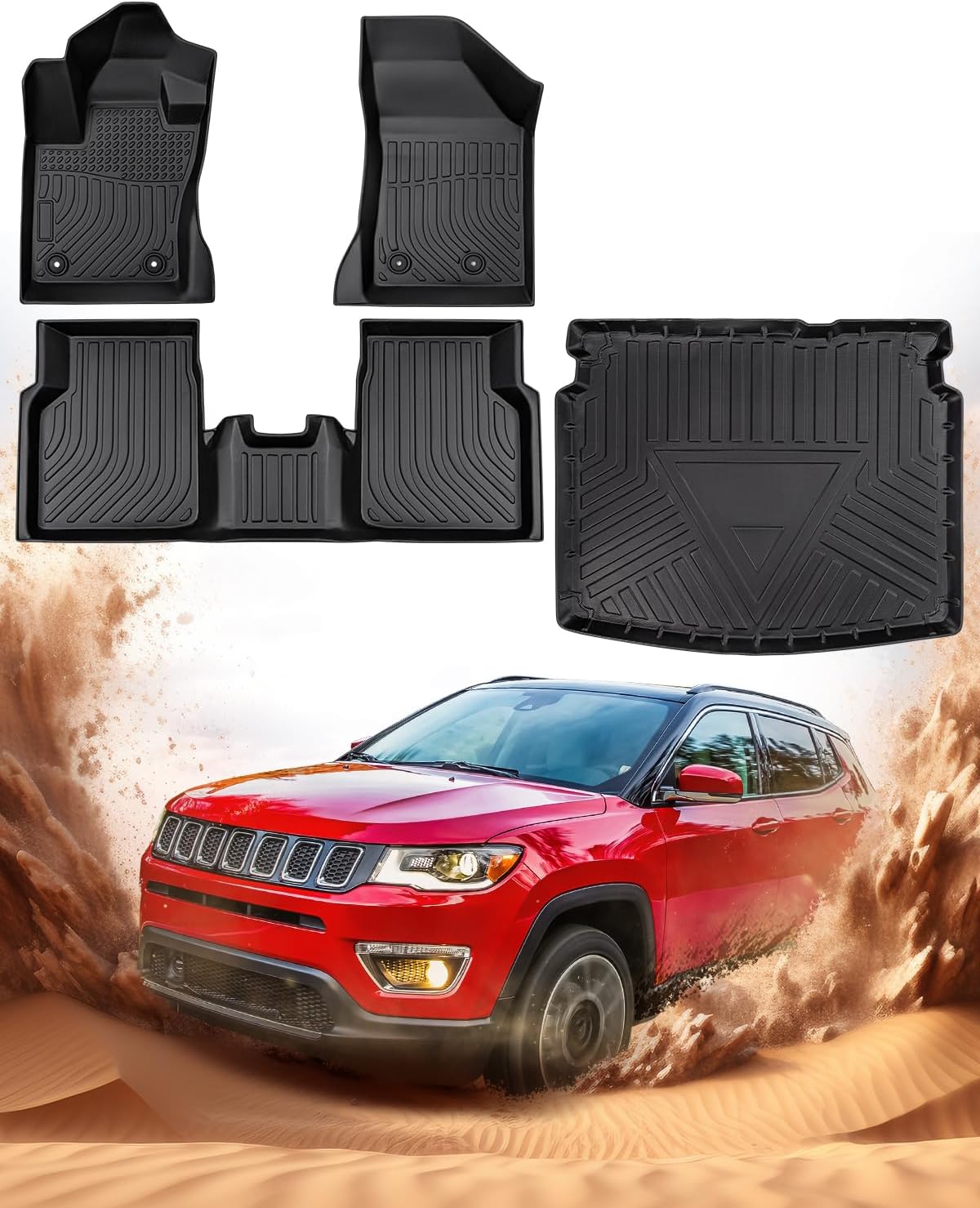Amazon.com: DiffCar for Jeep Compass Floor Mats & Cargo Liner 2017 2018 ...