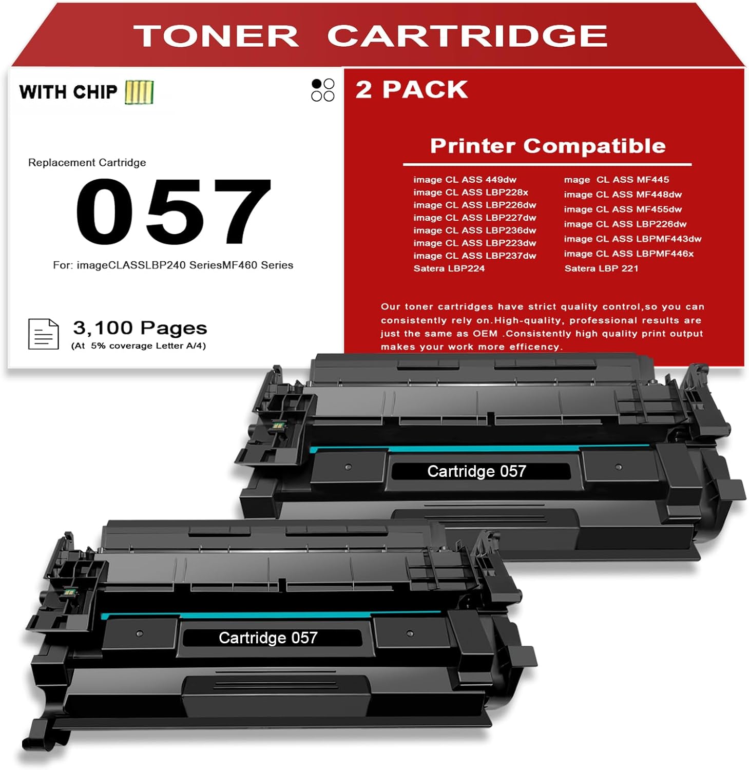 Amazon.com: Corapipo 057 Black Toner Cartridge Replacement CRG-057 (2 ...