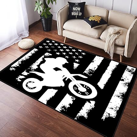 Amazon.com: Niqqzit Motocross Dirt Bike American Flag Area Rugs 60x39 ...