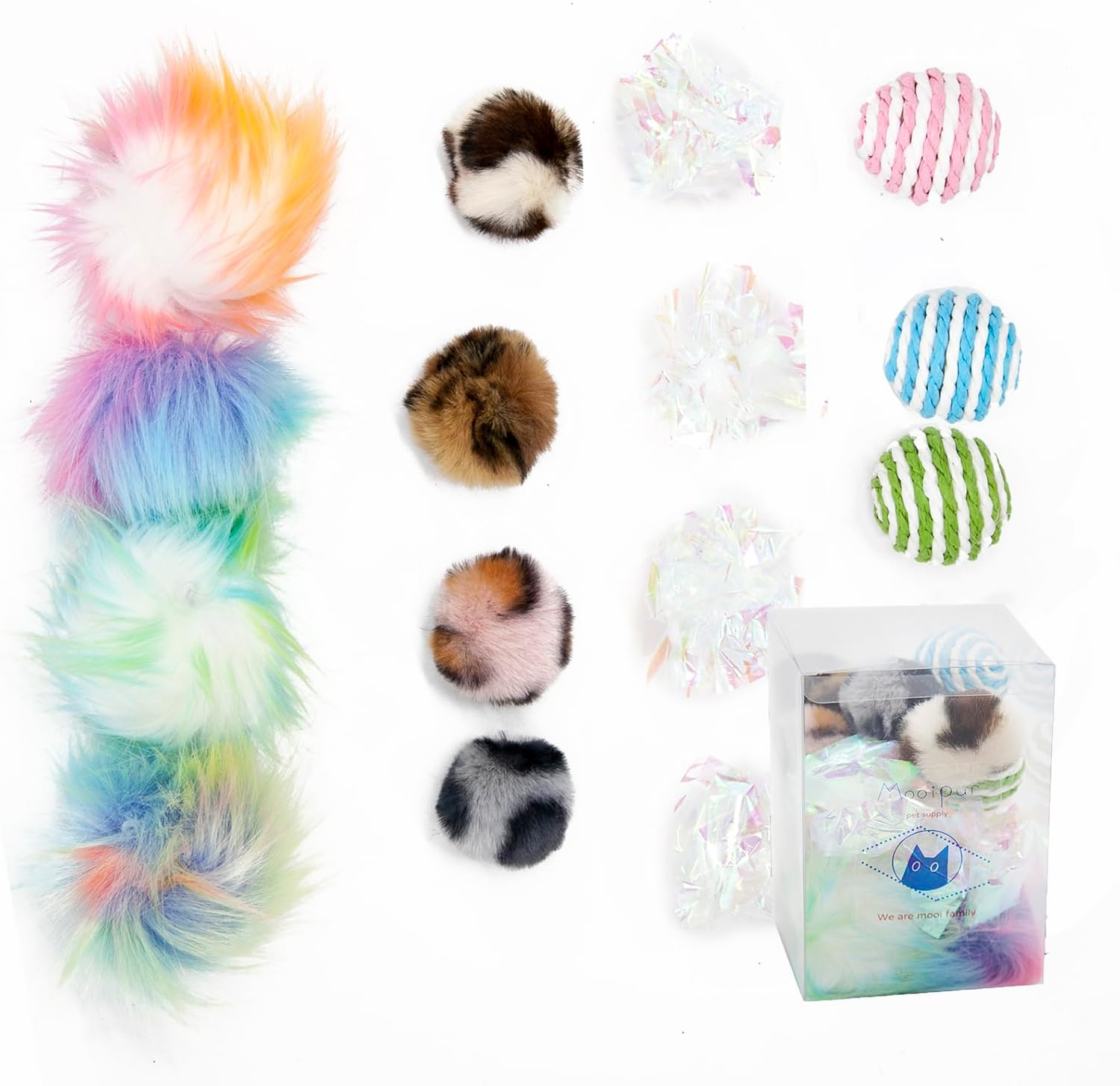 Amazon.com : Mooipur Cat Balls 15 PCS No Cat Nip, Cat Pom Pom Balls, Crinkle Balls, Sisal Balls ...