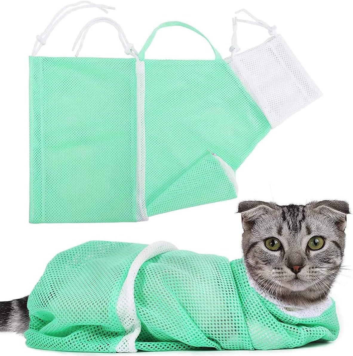 Qpets® 23*16*14 Inch Cat Bathing Bag Anti-Scratch Cat Grooming Mesh Bag ...