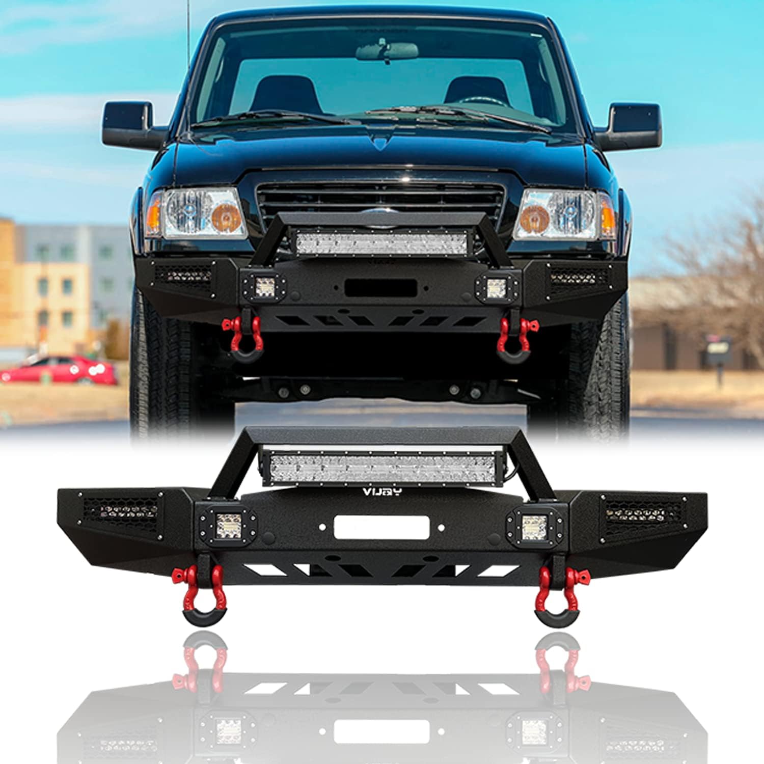 Amazon.com: LUYWTE New Black Texture Steel Front Bumper with Winch ...