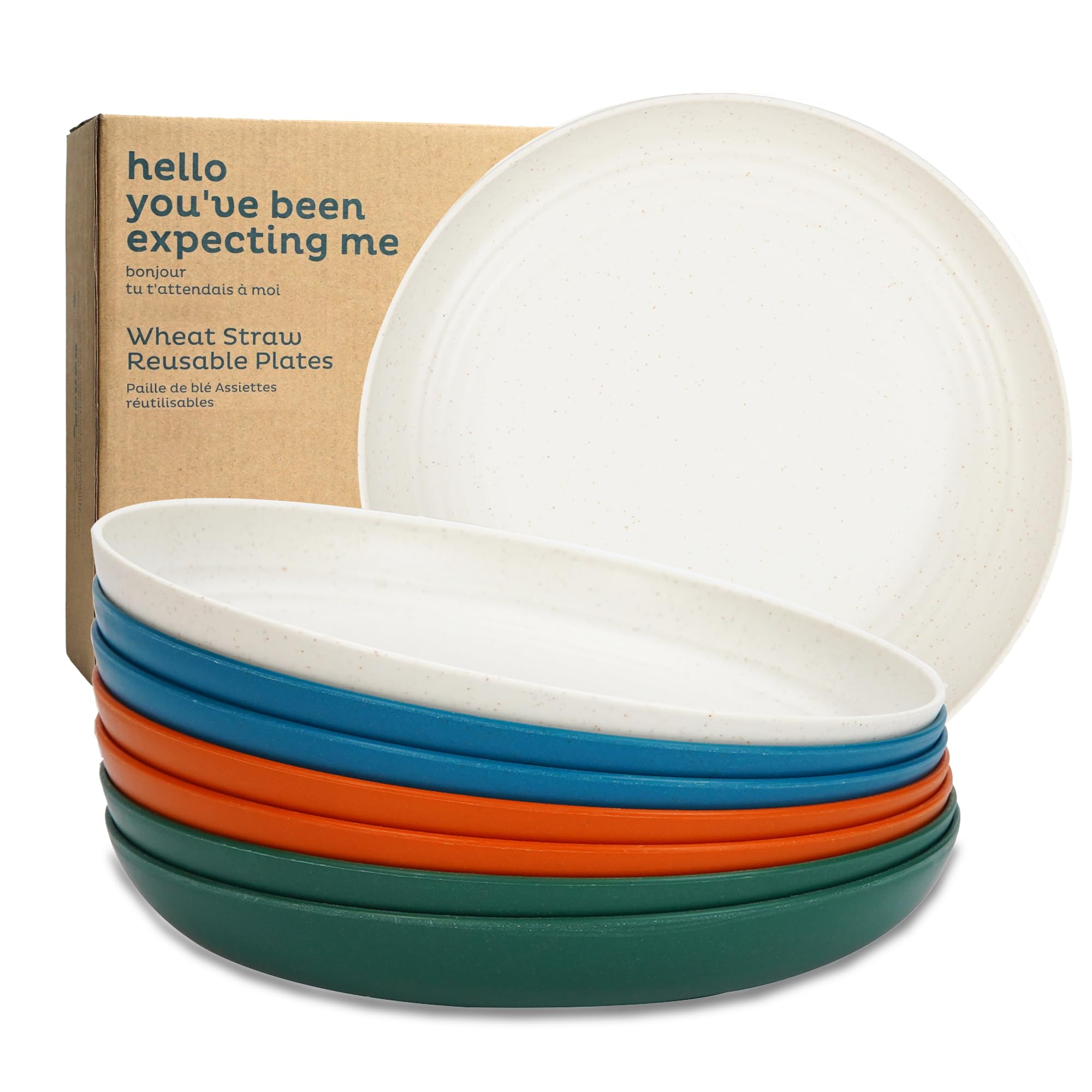 Amazon.com: NNook Theory Deep Dinner Plates 8 PCS - Wheat Straw Plates ...