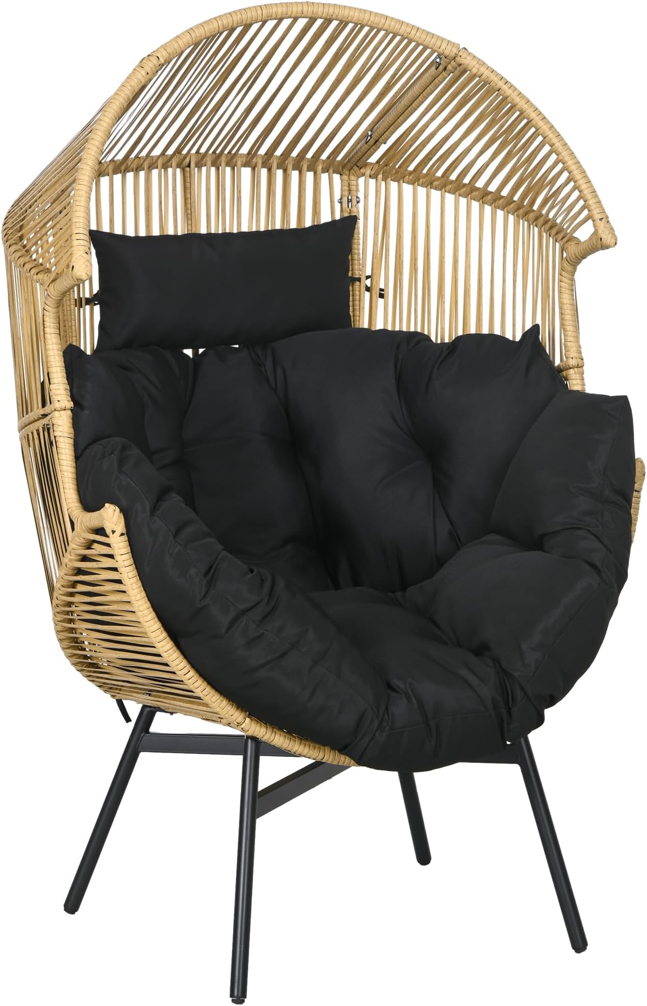 Outsunny Rattansessel, Rattan Korbsessel mit dickem Sitzkissen ...