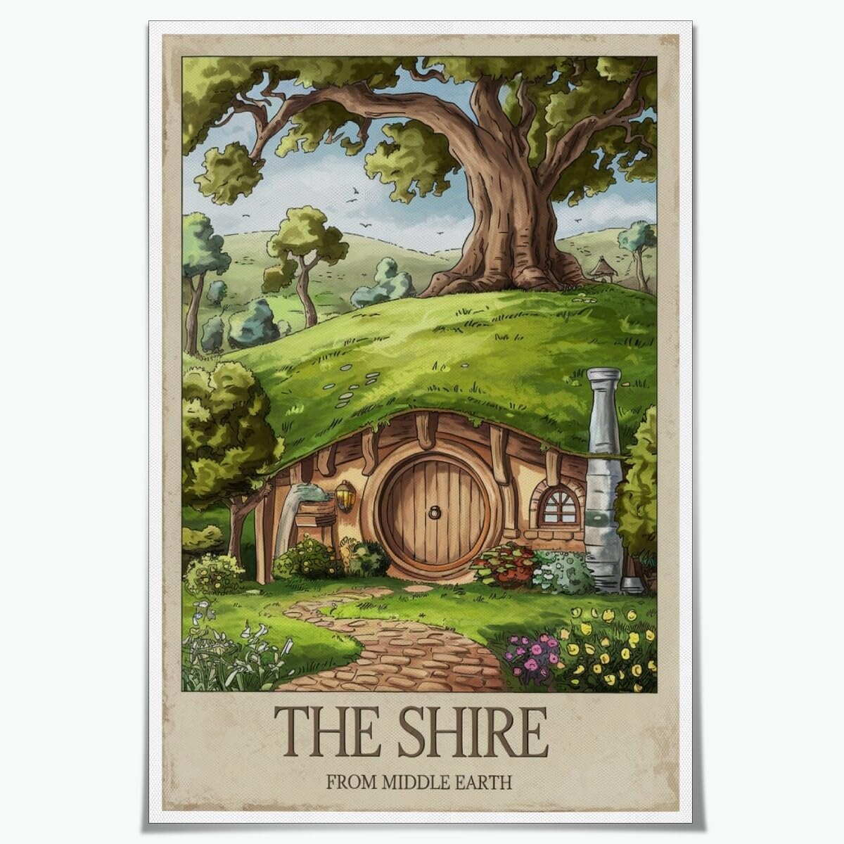 Amazon.com: Retro The Shire From Middle Earth Wall Art Vintage Travel ...