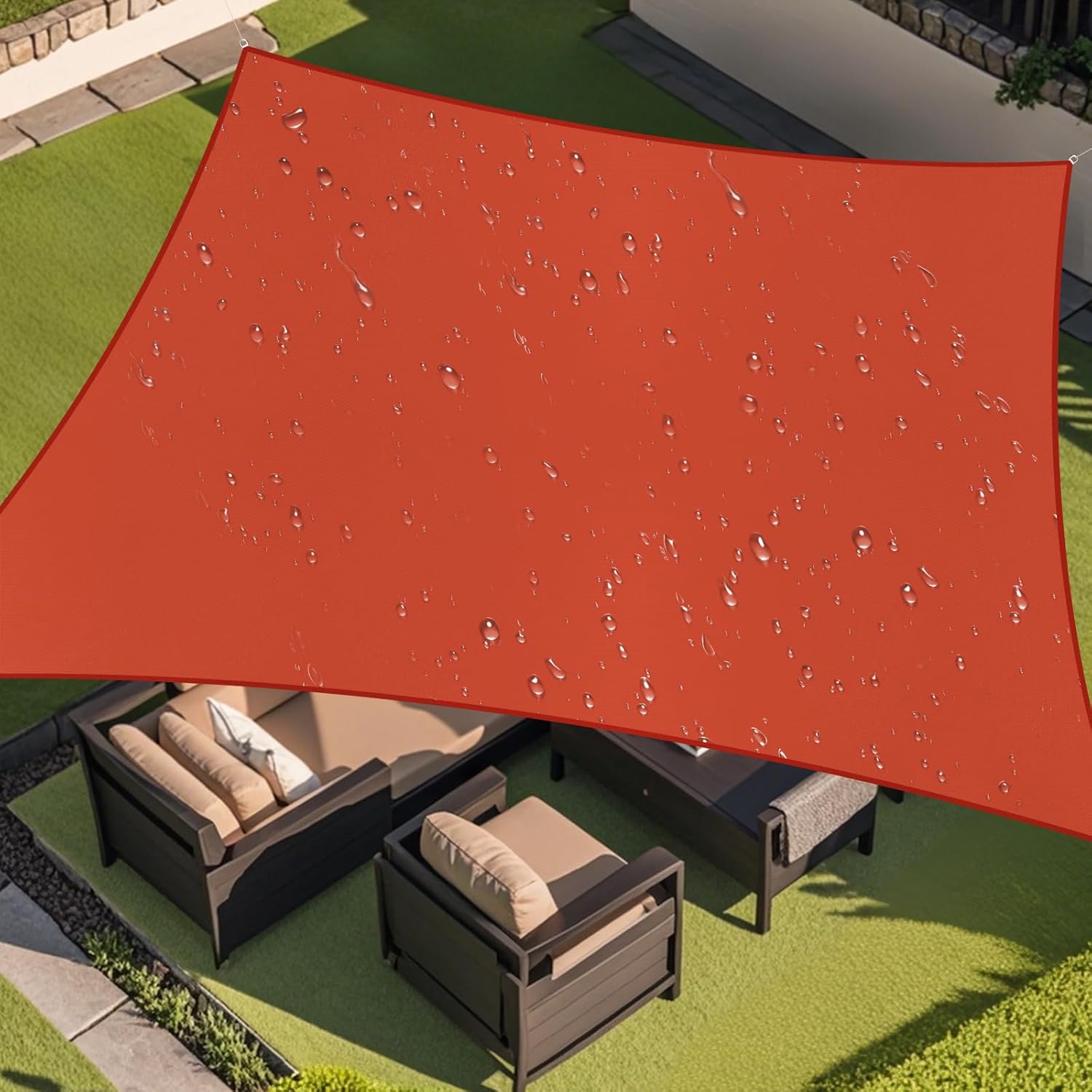Amazon.com : Amagenix Waterproof Sun Shade Sail 14'X14' Rust Red Shade ...