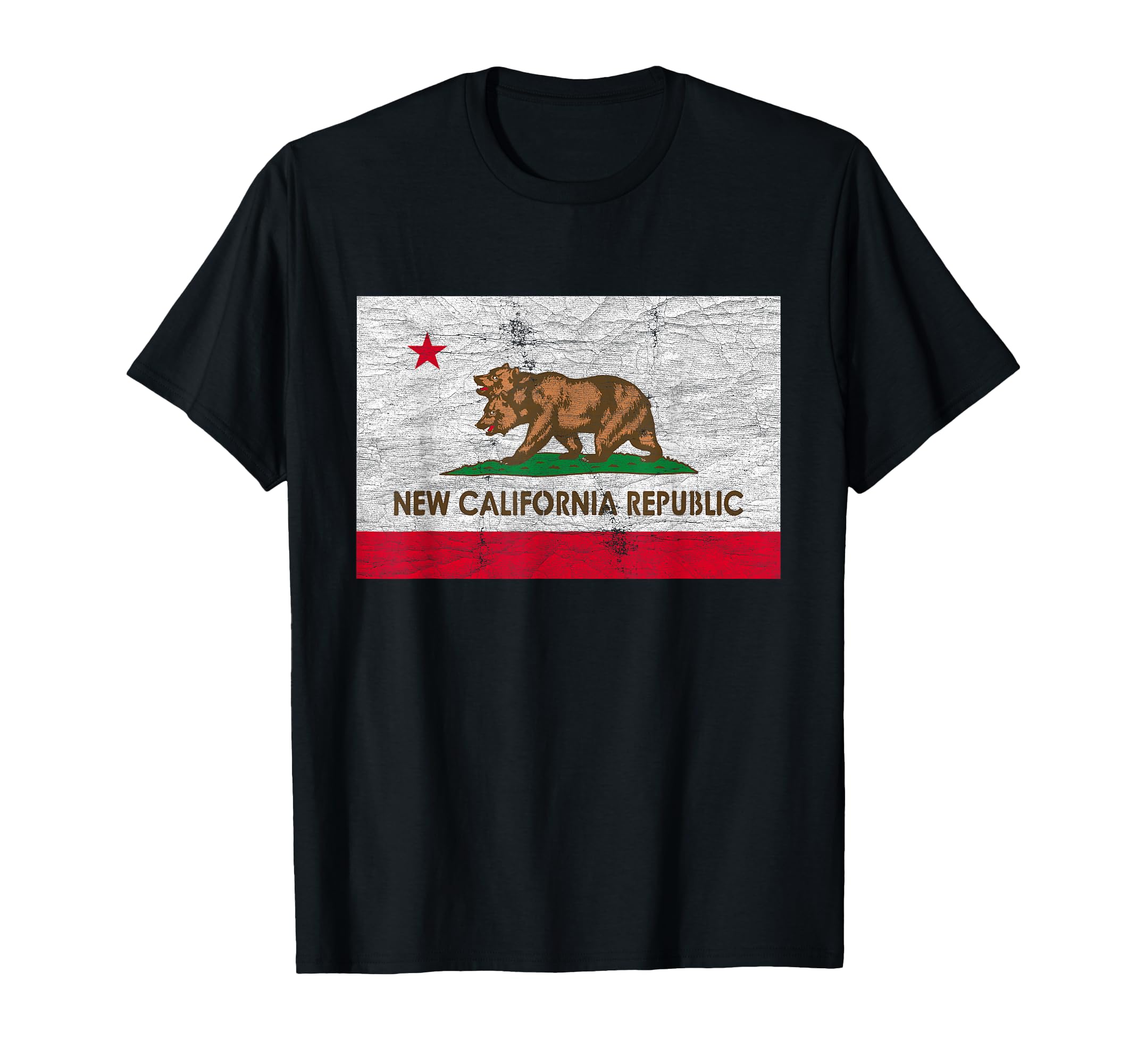 Amazon.com: New California Republic Retro Distressed NCR Flag T-Shirt ...